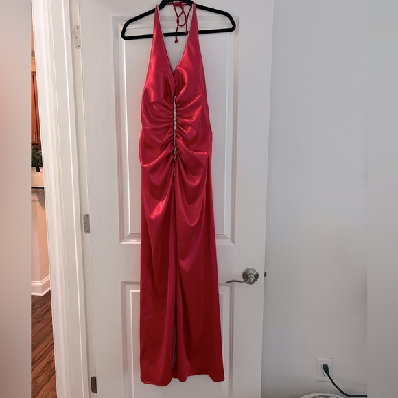 Onyx Nite | Dresses | Onyx Nite Red Halter Prom Dress | Poshmark